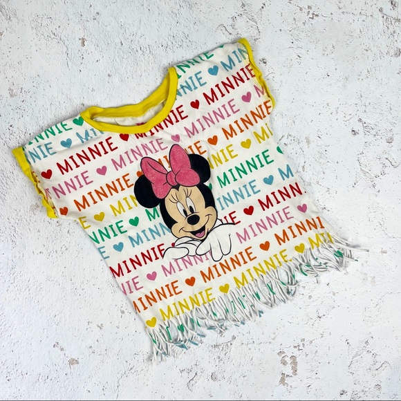 Disney | Shirts & Tops | Disney Junior Minnie Mouse Fringe Hem Top ...
